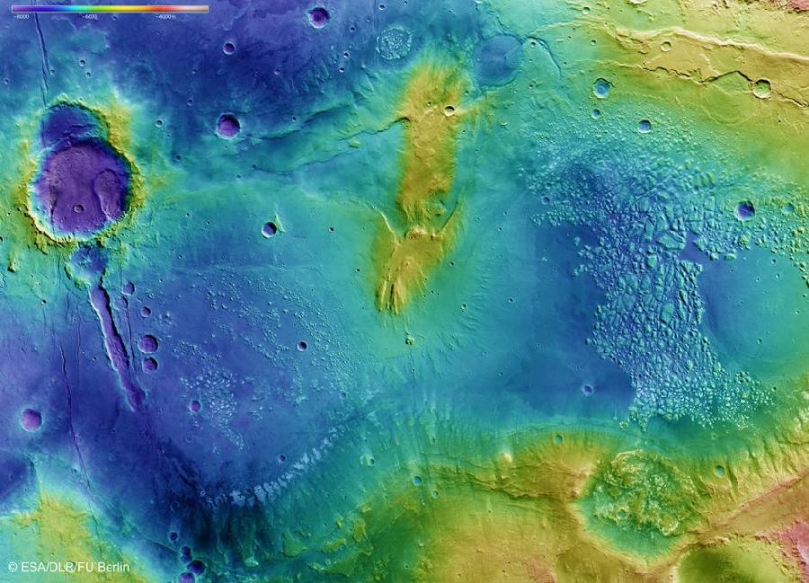 L'ESA publie une carte topographique de Mars