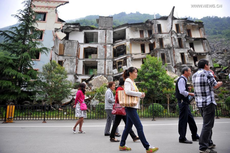 People visit ruins of Wenchuan Earthquake in Beichuan, SW China - China ...