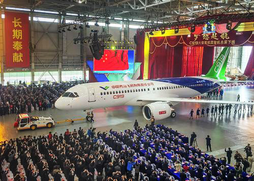 Chinese-designed C919 rolls off assembly line - China.org.cn